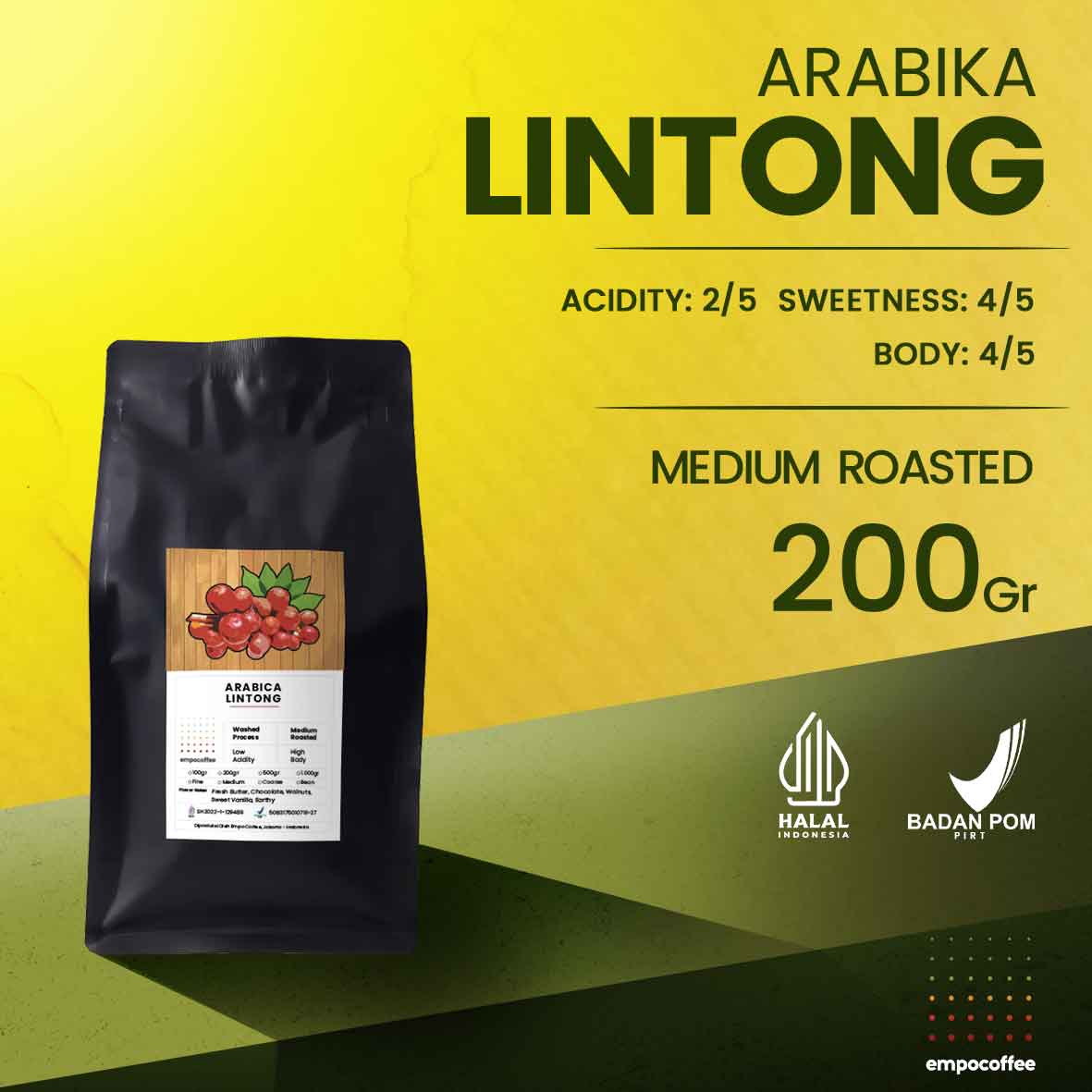 Biji Kopi / Beans Arabika Medan Lintong 200gr - Empo coffee